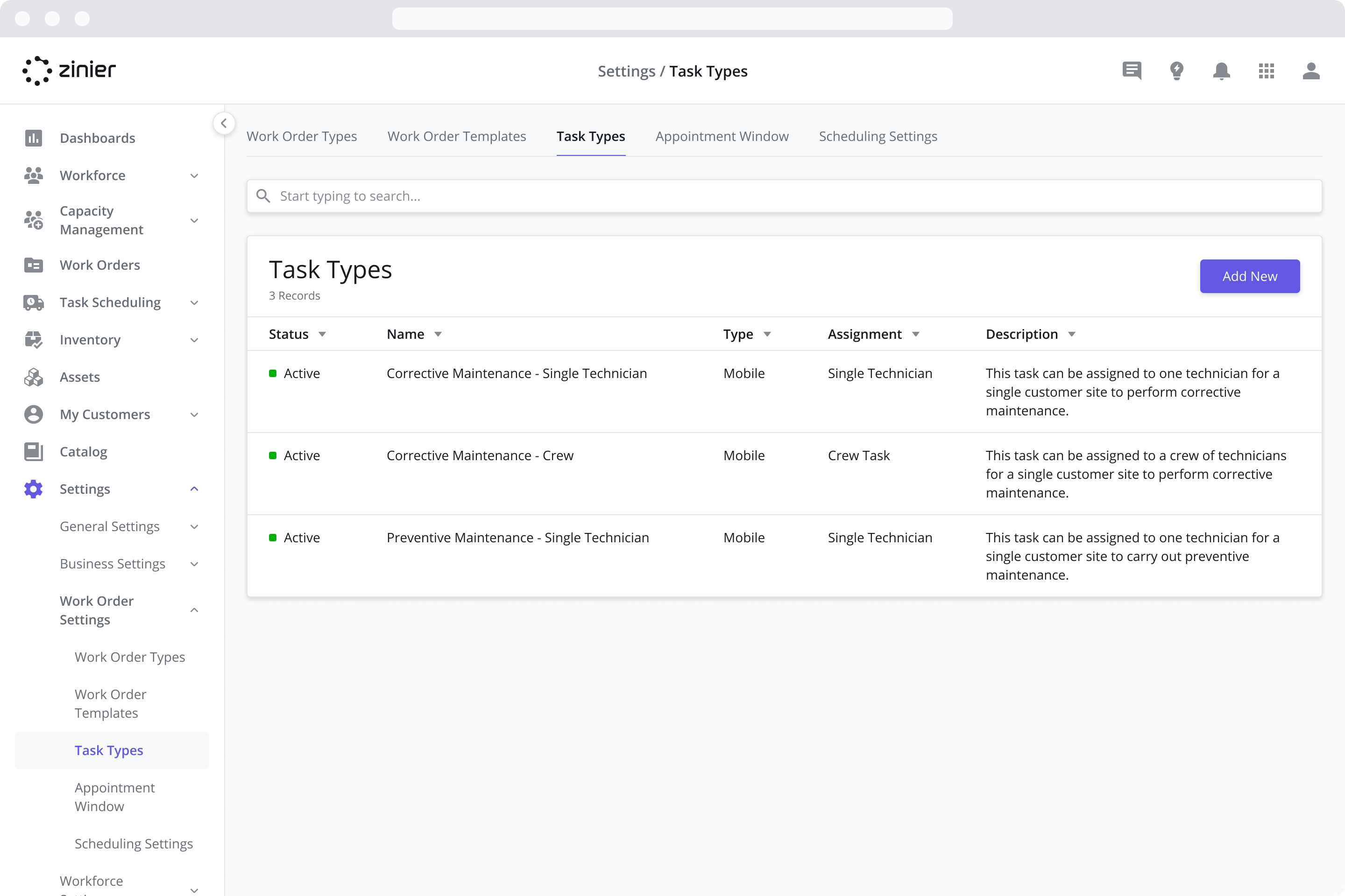 Work Order & Task Settings
